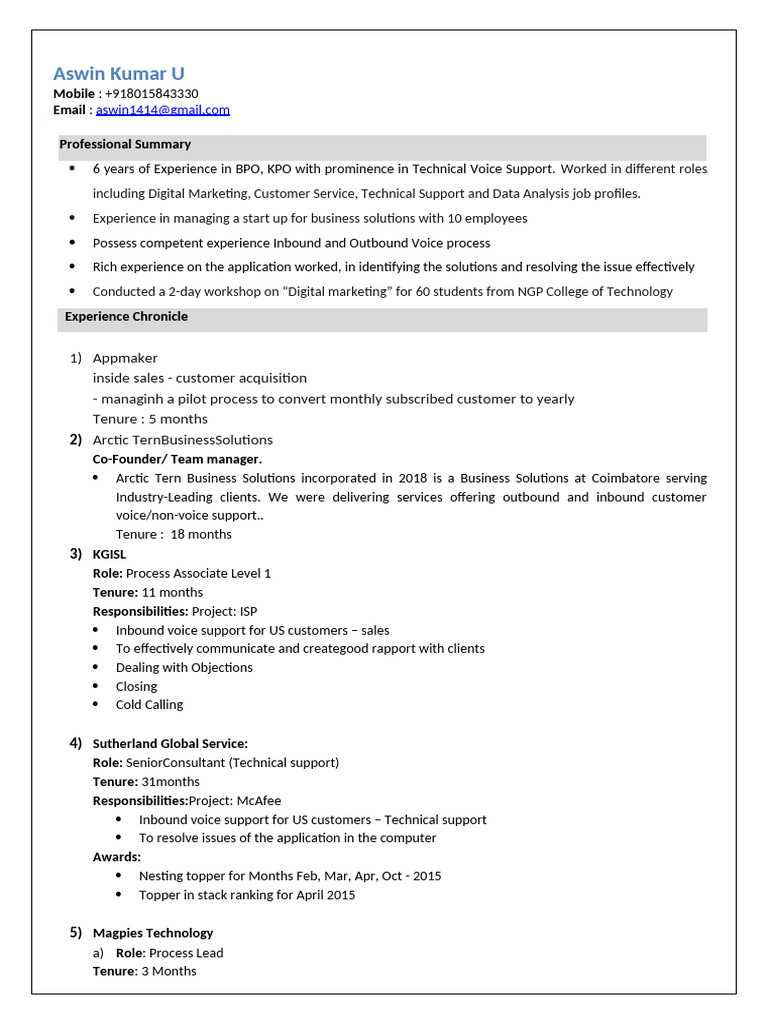 Aswin Kumar U Updated 2020 | PDF | Computing | Software