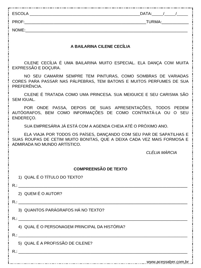 A Bailarina Cilene Cecília: Talento e Carisma | PDF
