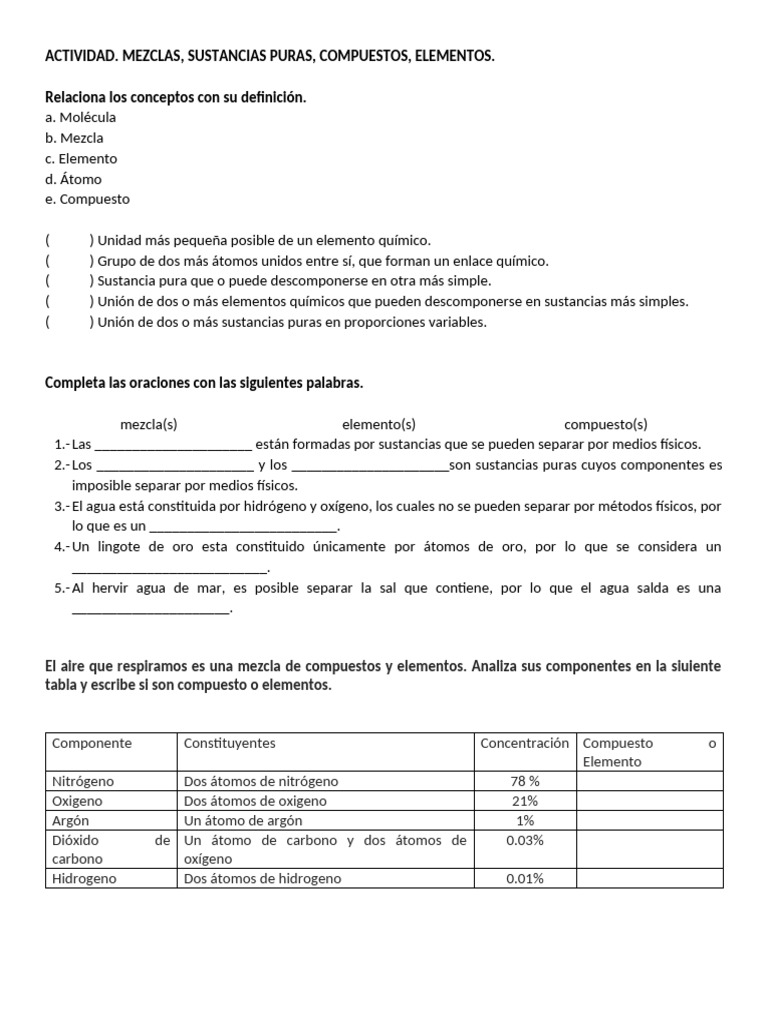 Relaciona Los Conceptos Con Su Definición | PDF | Compuestos químicos ...