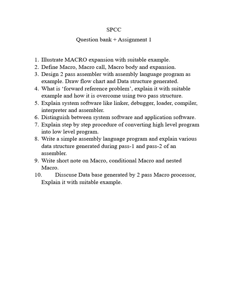 SPCC Question Bank | PDF