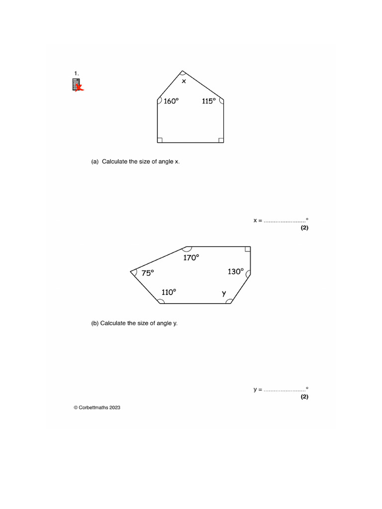 Worksheet Angles On Polygons | PDF