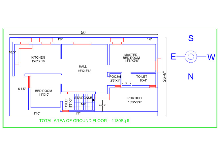 Total Area of Ground Floor 1180Sq - FT | PDF