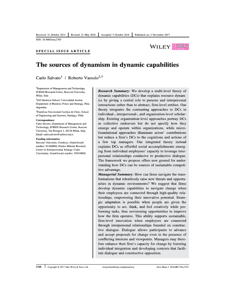 The Sources of Dynamism in Dynamic Capabilities | PDF