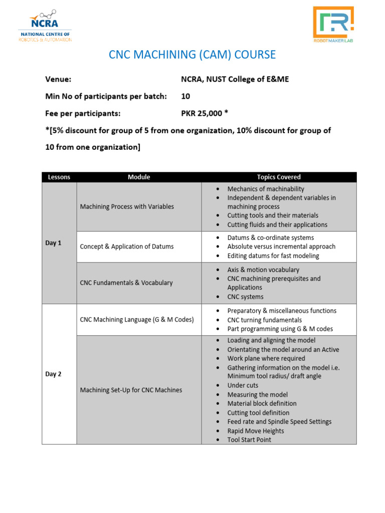 CNC Machining (Cam) Course - RML | PDF | Numerical Control | Machining