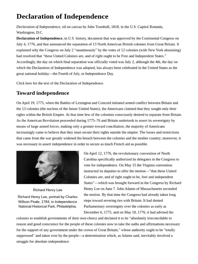 American Independence Origins | PDF | United States Declaration Of ...