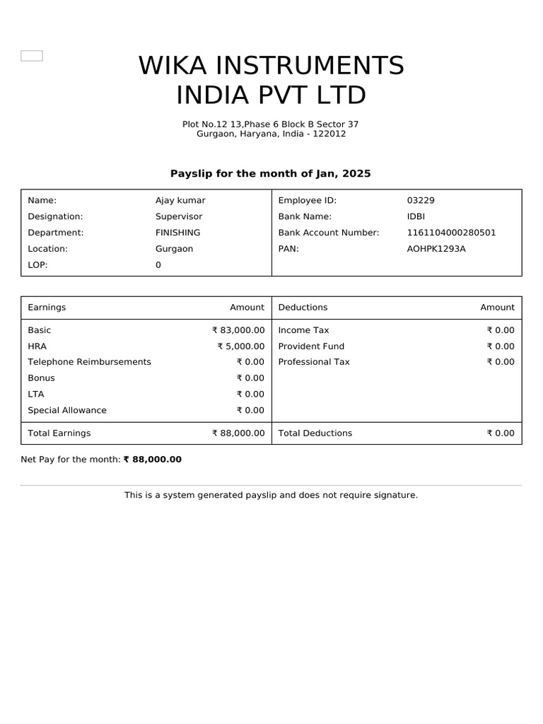 PaySlip 1 2025 | PDF