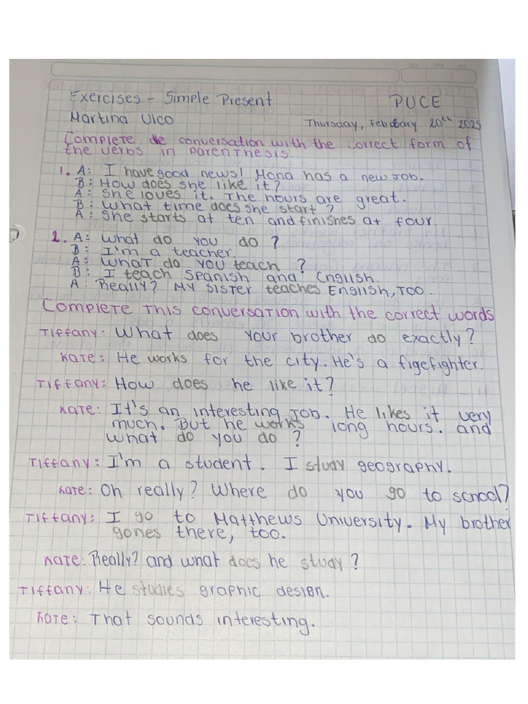Simple Present Exercise Pdf