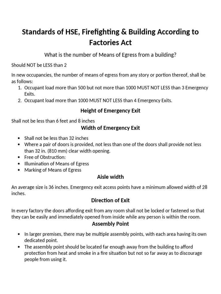 HSE Fire Safety Standards for Factories | PDF | Door | Equipment