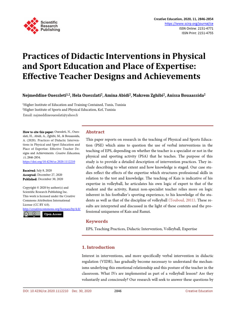 Practices of Didactic Interventions in Physical and Sport 3mfj5pvjsr ...