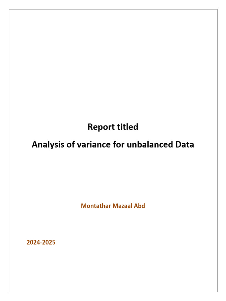 ANOVA for Unbalanced Data Analysis | PDF | Analysis Of Variance | Errors And Residuals