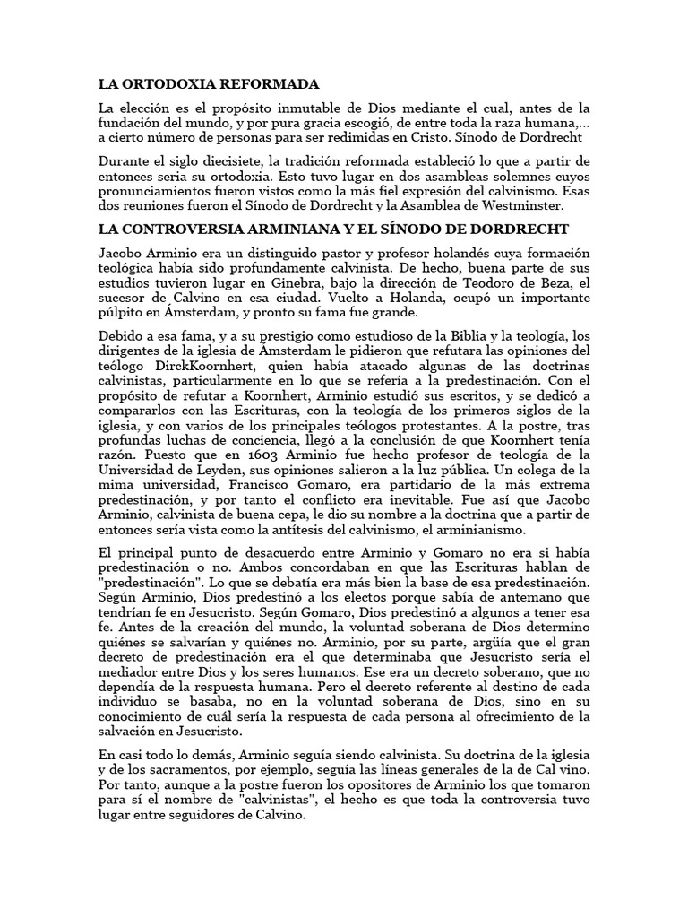 LA ORTODOXIA REFORMADA 3 | PDF | Arminianismo