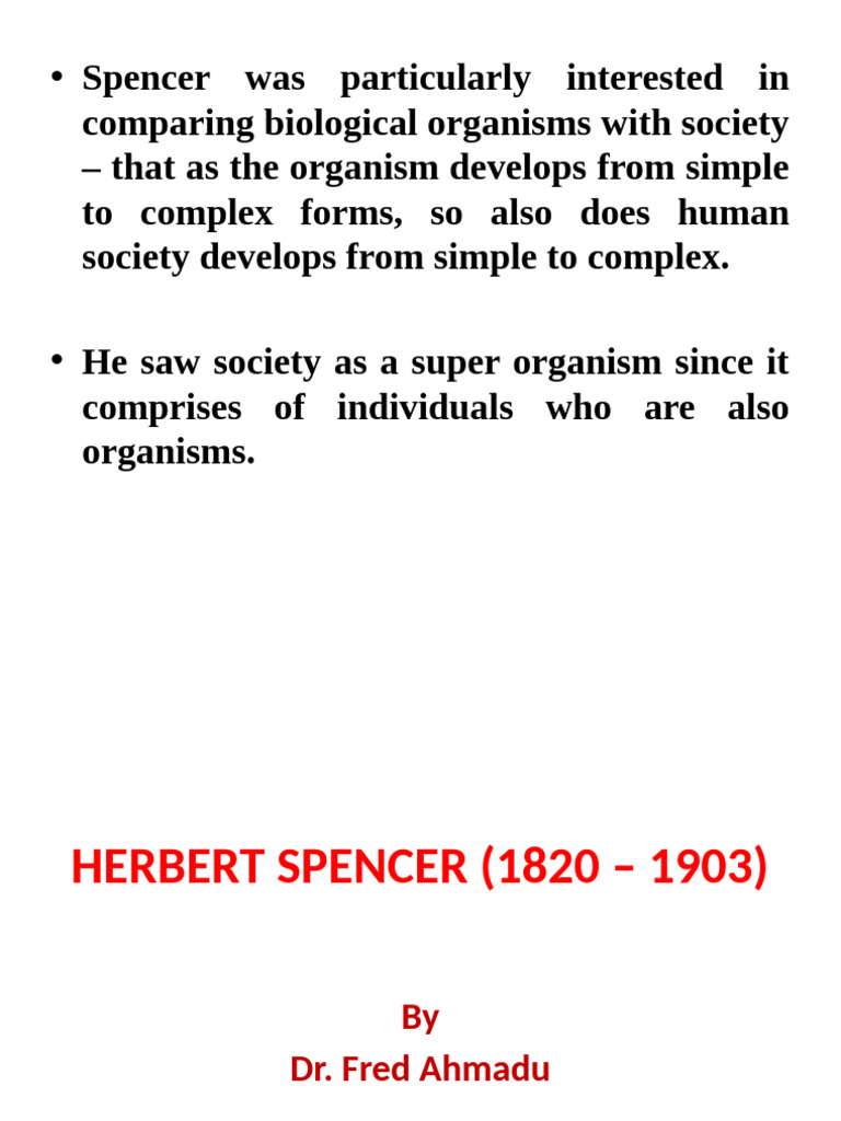 Herbert Spencer (1820 – 1903) Abuad | PDF | Natural Selection | Evolution