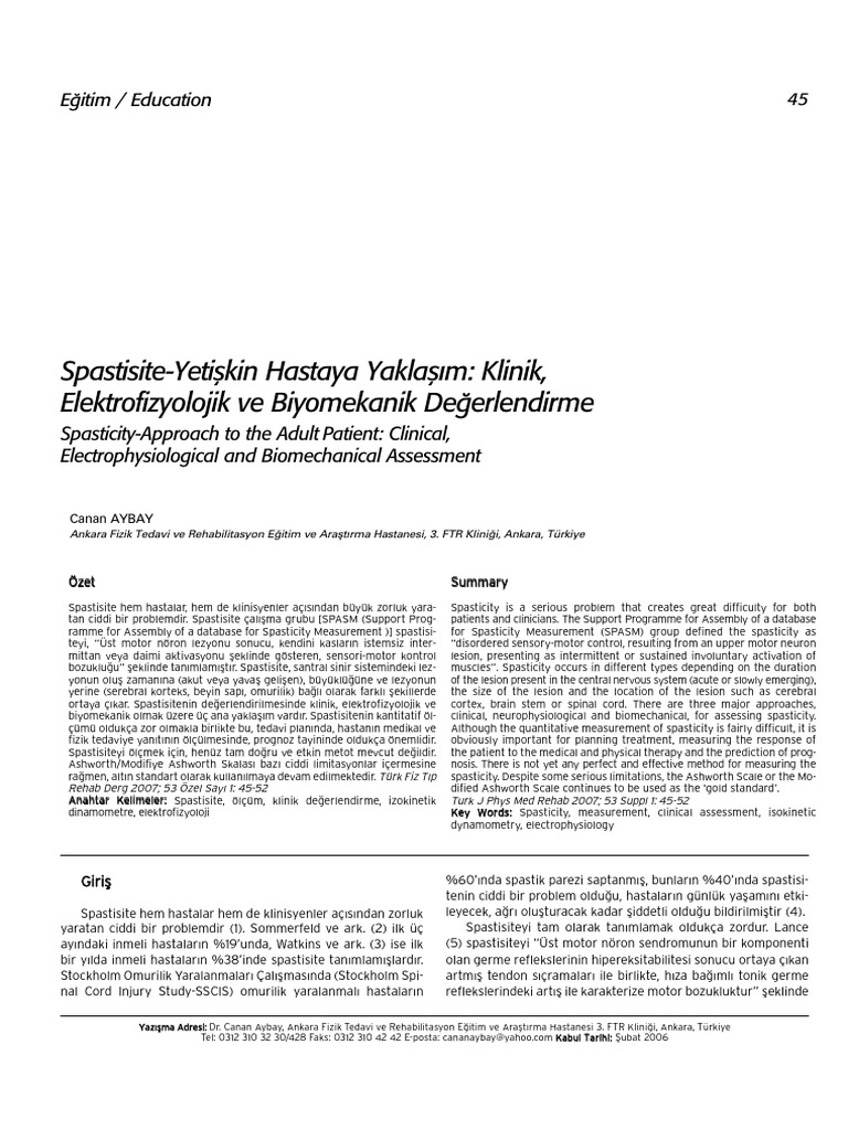 Spastik Hastaya Yaklaşım | PDF
