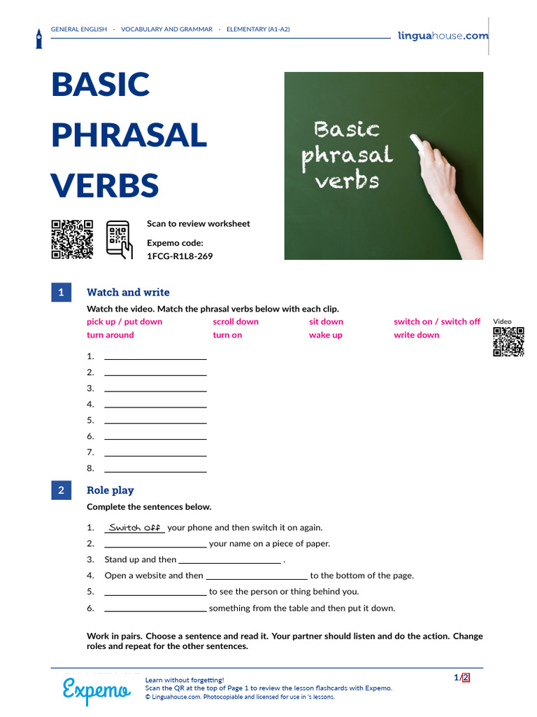 Basic Phrasal Verbs British English Teacher A1 A2 | PDF | Object ...