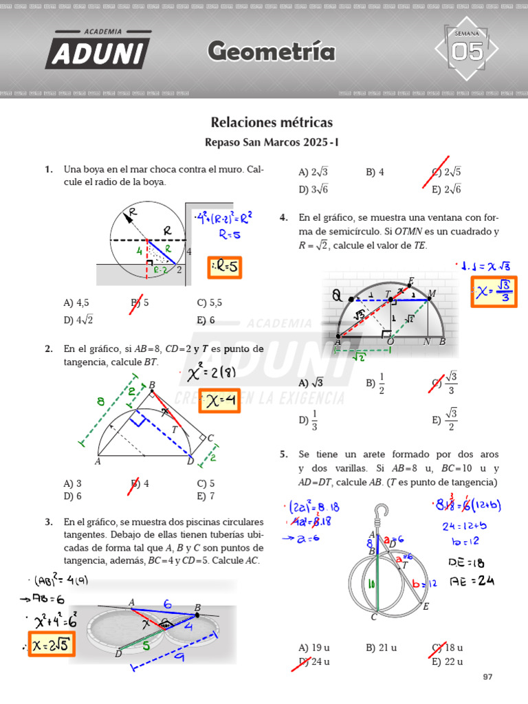 Ejercicios de Geometría San Marcos | PDF | Geometría Elemental ...