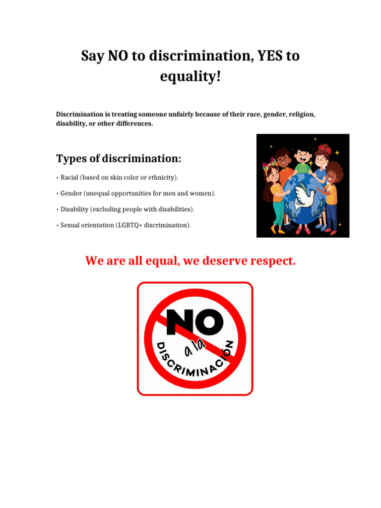 End Discrimination, Embrace Equality | PDF