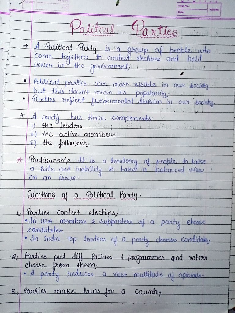 Political Parties Class 10 | PDF