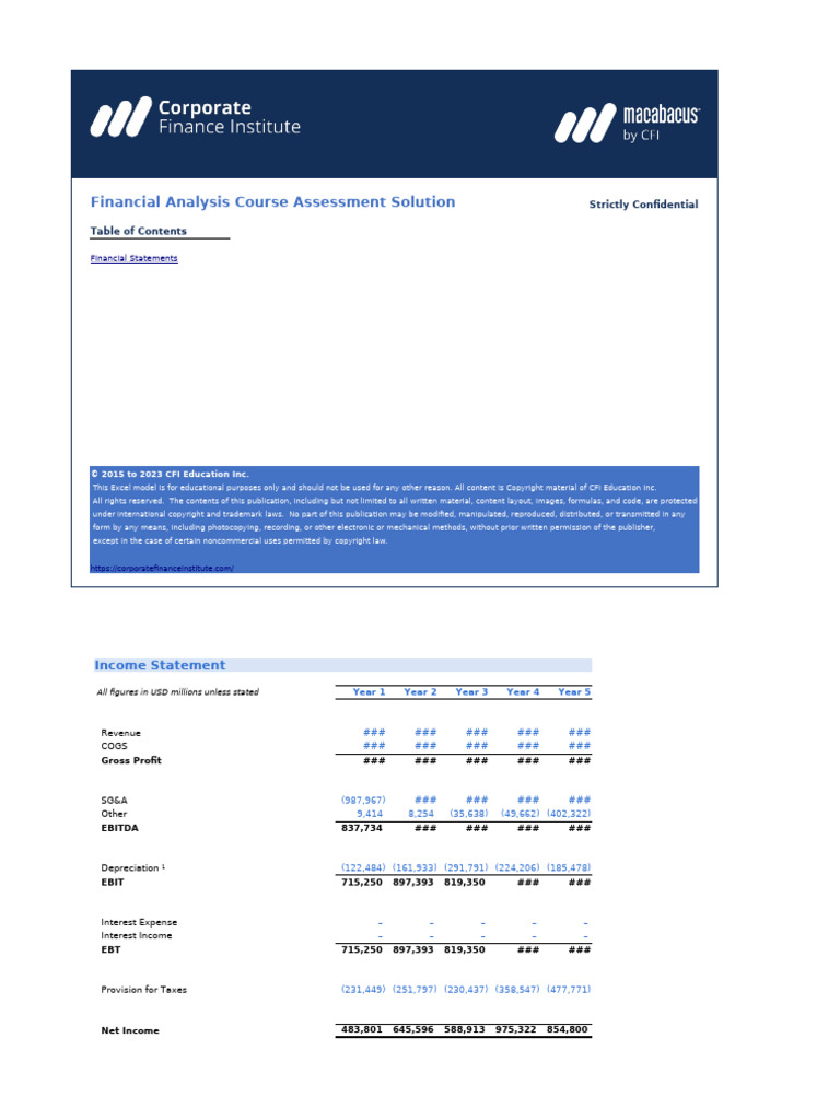 Financial Analysis Assessment Template | PDF | Equity (Finance ...