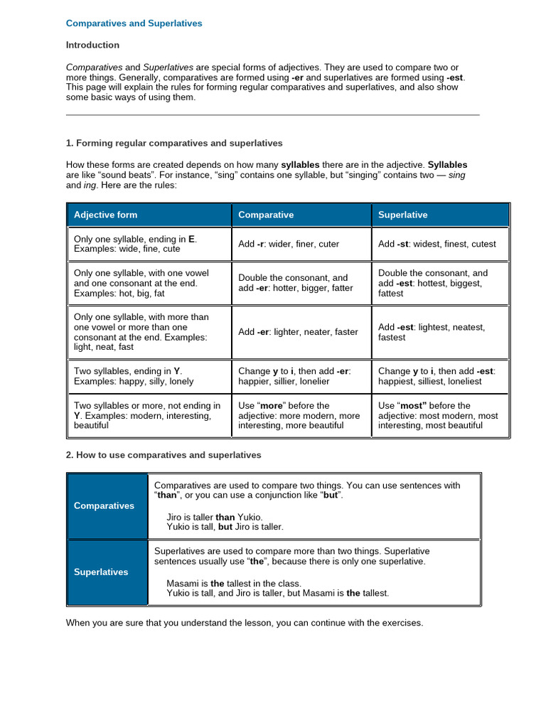 Comparatives and Superlatives | PDF | Language Families | Languages