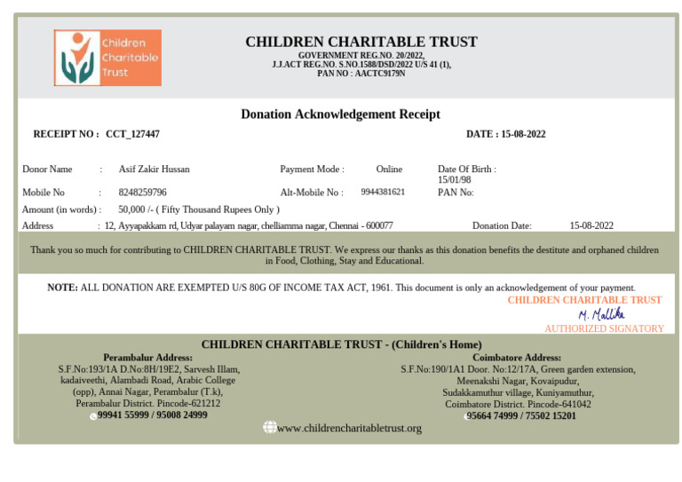 Donation Bill | PDF | Donation | Payments