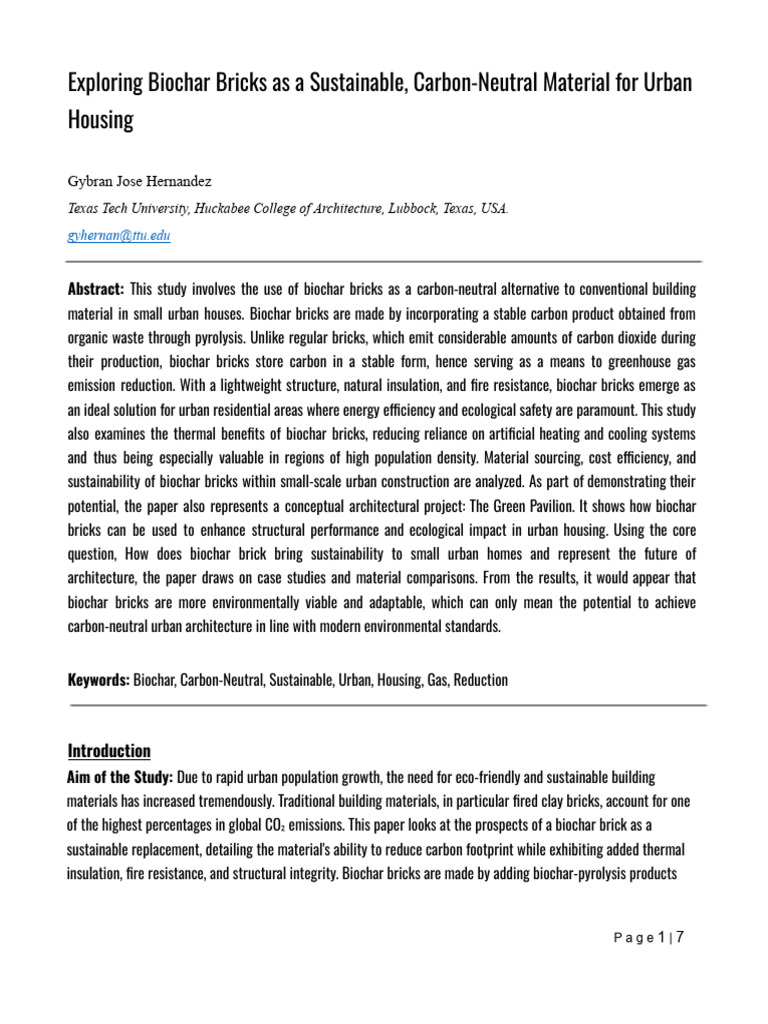 Biochar Bricks: A Carbon-Neutral Solution | PDF | Building Insulation ...