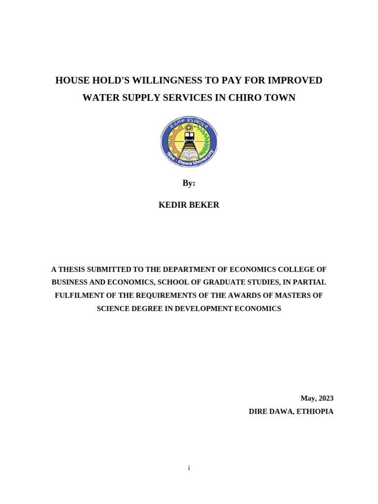Chiro Town Water Supply Payment Study | PDF | Value (Economics ...