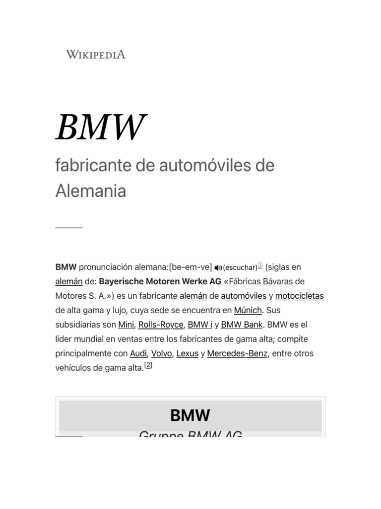 Historia y Datos Clave de BMW | PDF | BMW | Tecnología de vehículos