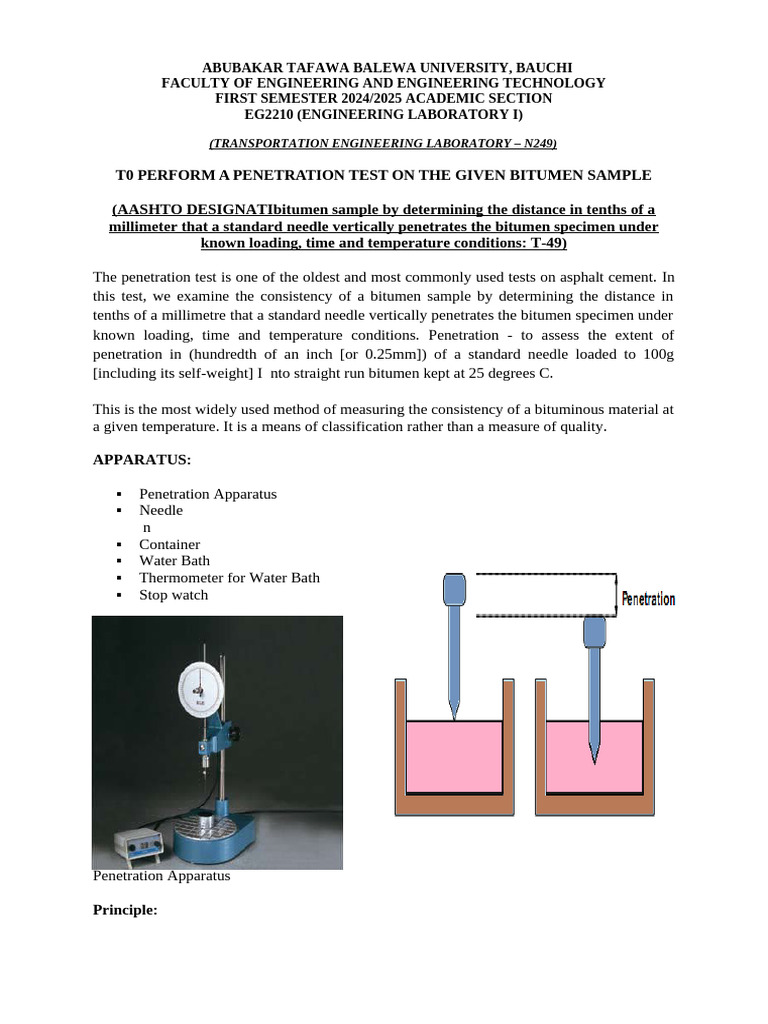 Bitumen Penetration Test Eg210 2025 - 055726 | PDF | Temperature ...