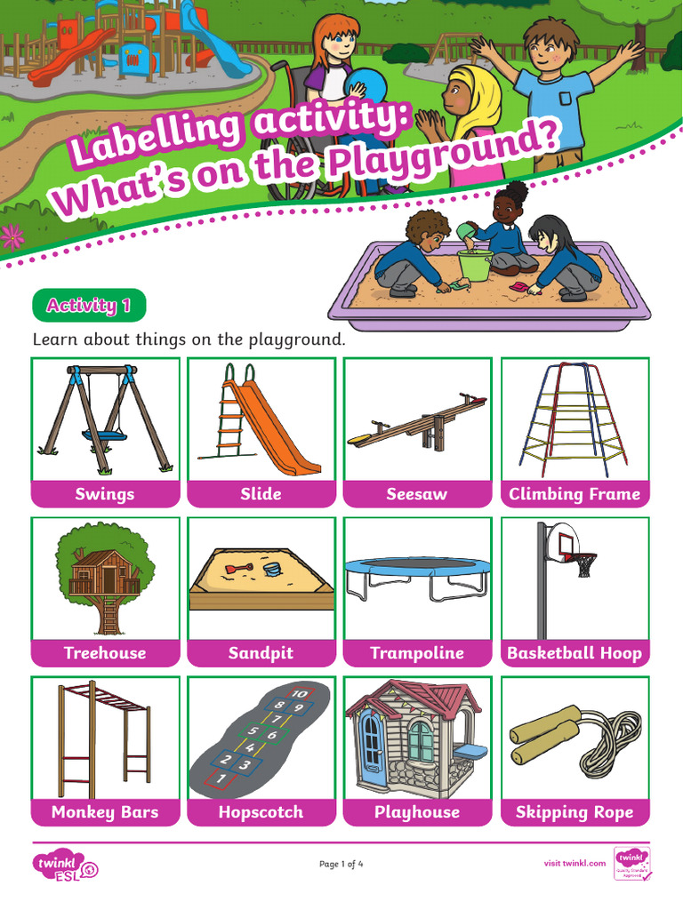 Playground Labeling Activities for ESL | PDF | English As A Second Or ...