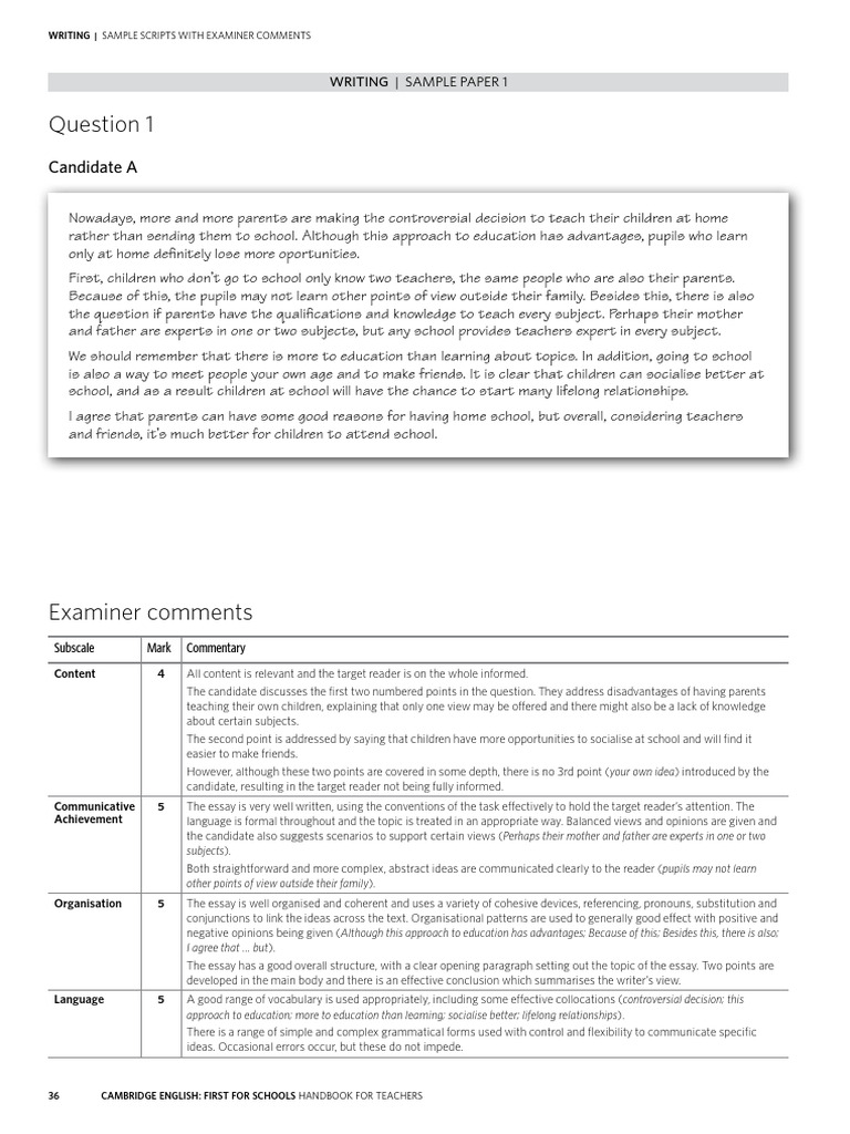 Cambridge English First Writing Samples | PDF | English Language | Teachers
