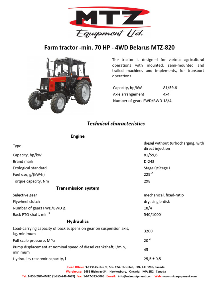 - Belarus - MTZ-820 - محمد عماد محمد الدريني277 | PDF | Tractor | Diesel Engine
