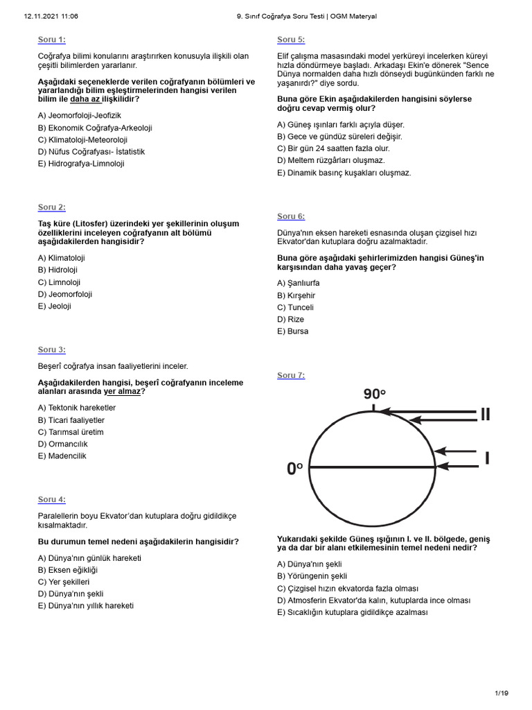 1636704848109 9. Sinif Cografya Ara Tatil Odevi | PDF