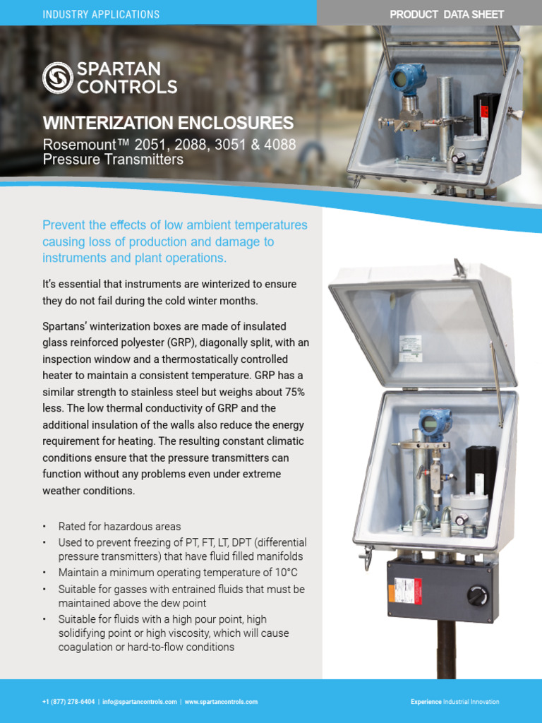 Spartan Controls Pressure Transmitter Winterization Enclosures | PDF | Alternating Current ...