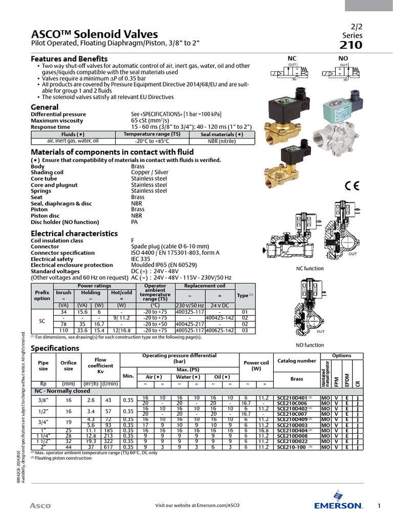 Catalog Series 210 Floating Diaphragm Asco Emea en 5084898 | PDF ...