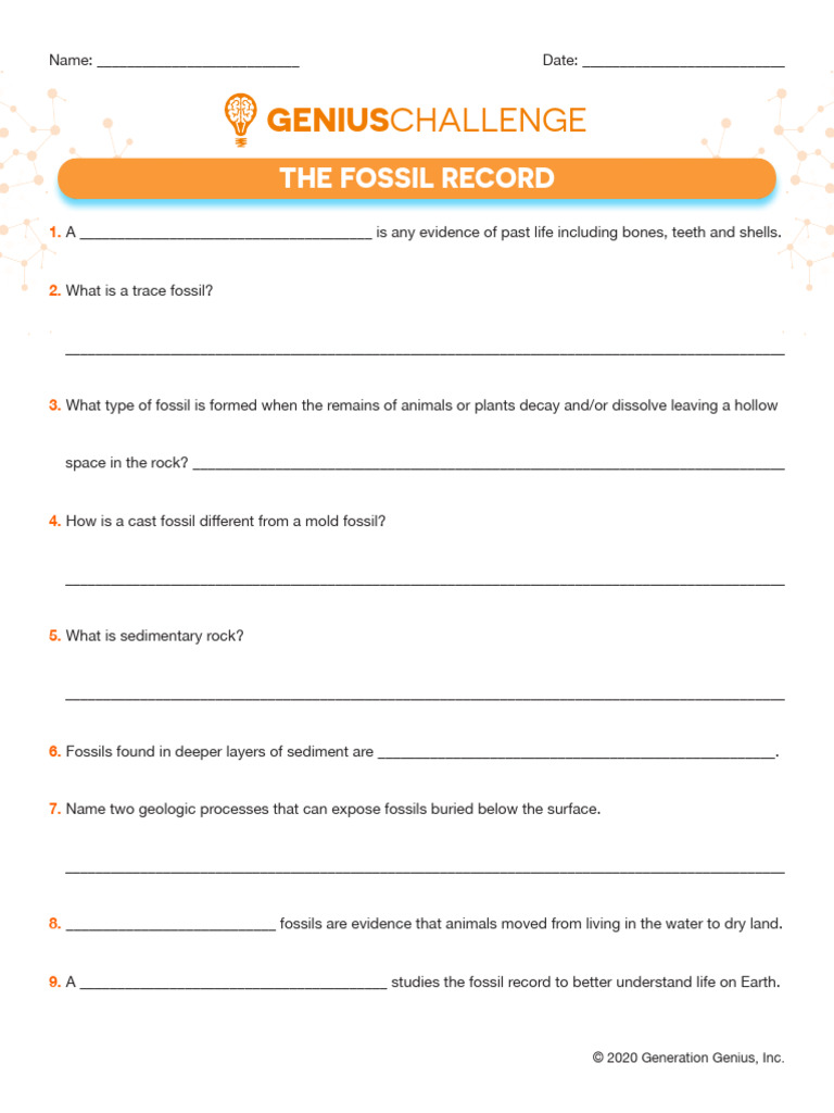 GG The Fossil Record Quiz | PDF