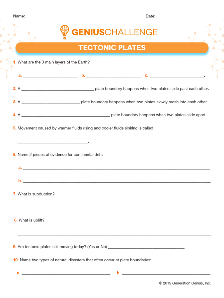 GG Tectonic Plates Quiz - Rev2 | PDF