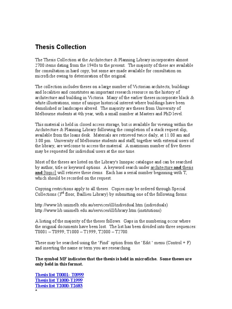 Thesis Collection Overview | PDF