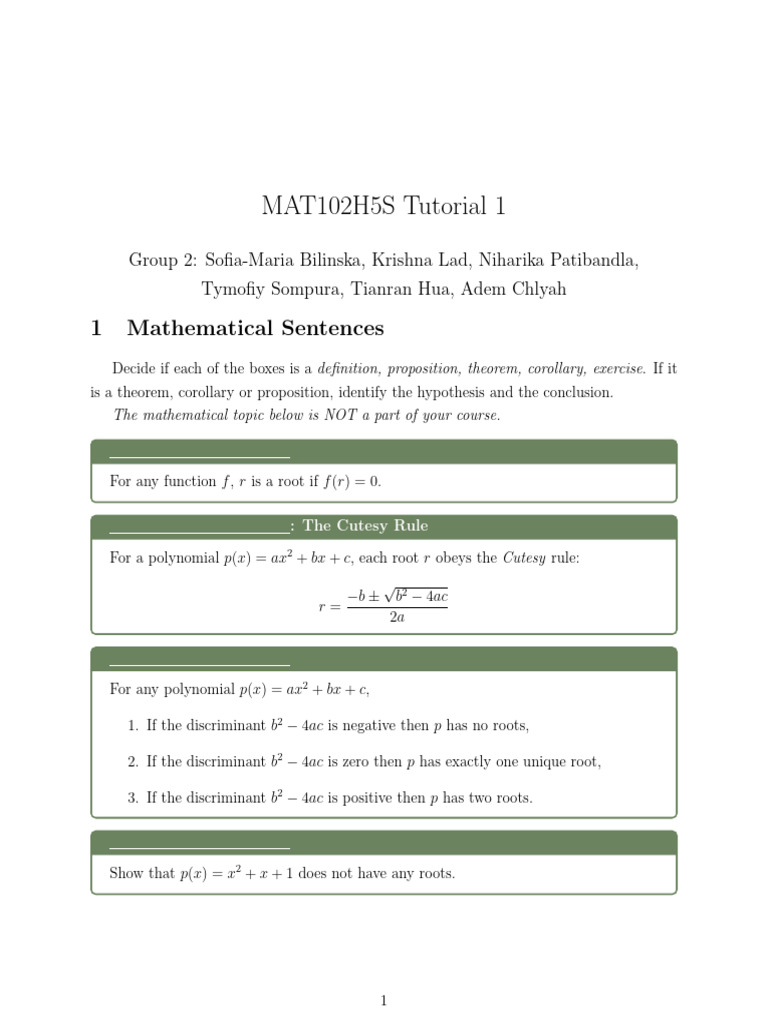 102W2025 Tutorial1 | PDF | Theorem | Mathematical Proof