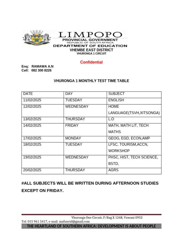 Time Table 2025 | PDF