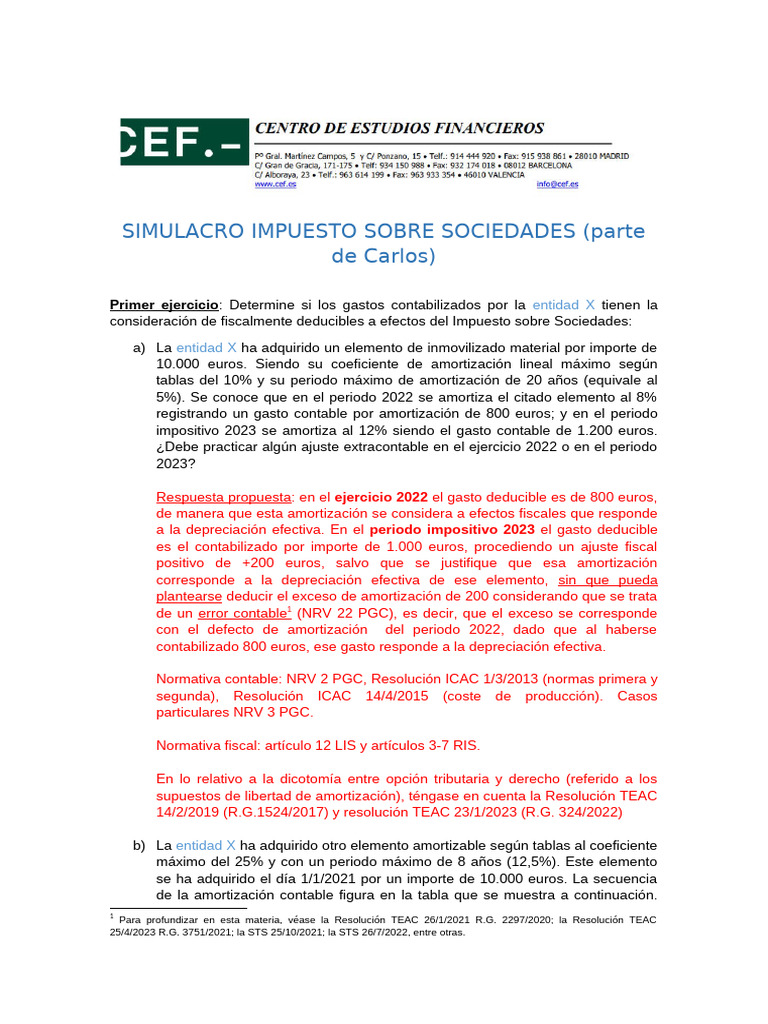 SIMULACRO IS Marzo 2024 SOLUCIONES | PDF | Depreciación | Contabilidad