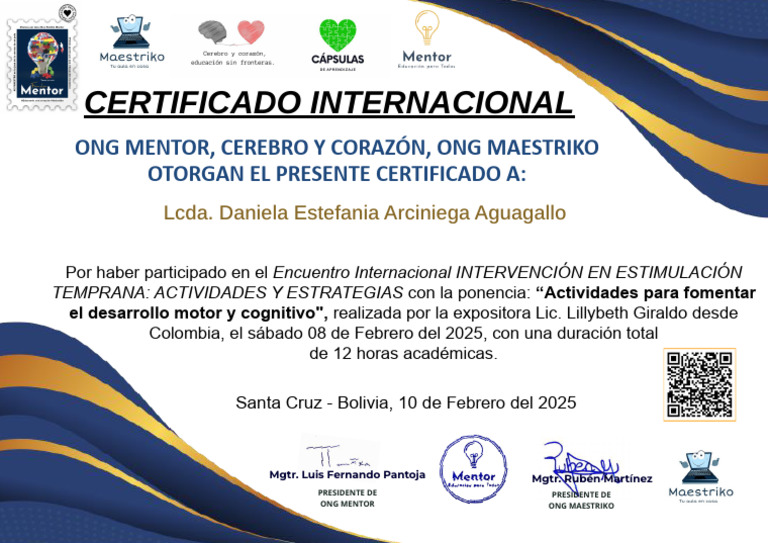 Lcda. Daniela Estefania Arciniega Aguagallo - EST. TEMPRANA MENTOR | PDF