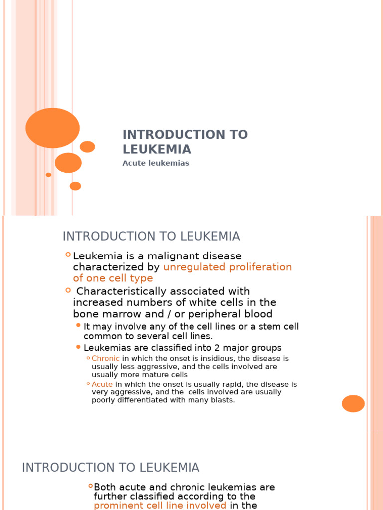 Introduction To Leukemia 25 | PDF | Leukemia | White Blood Cell