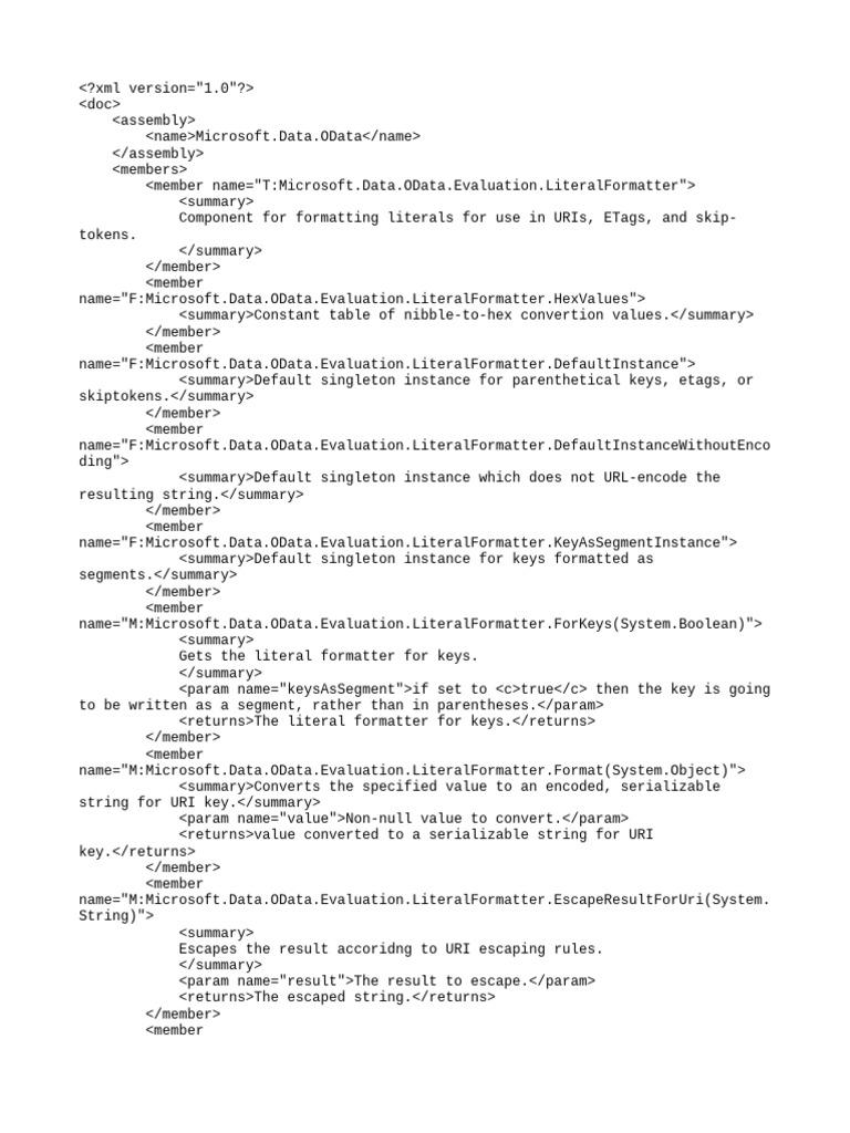 Microsoft Data OData XML | PDF | Parsing | Uniform Resource Identifier