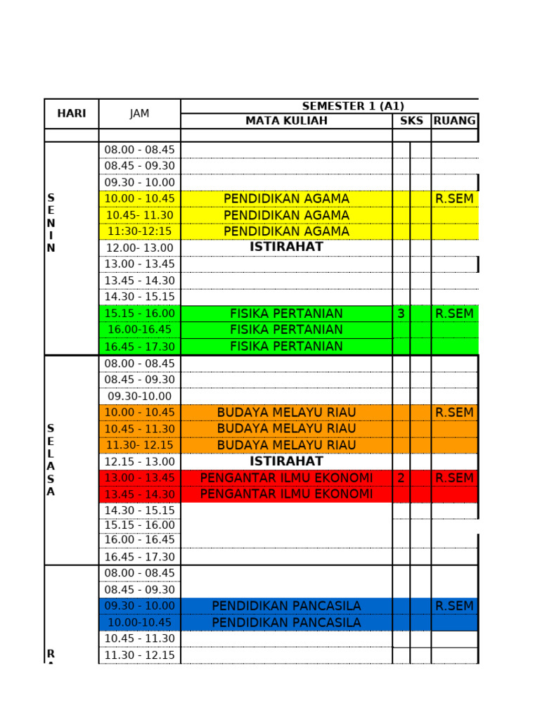 Fix Jadwal Kuliah Agroteknologi 2024-2025 | PDF