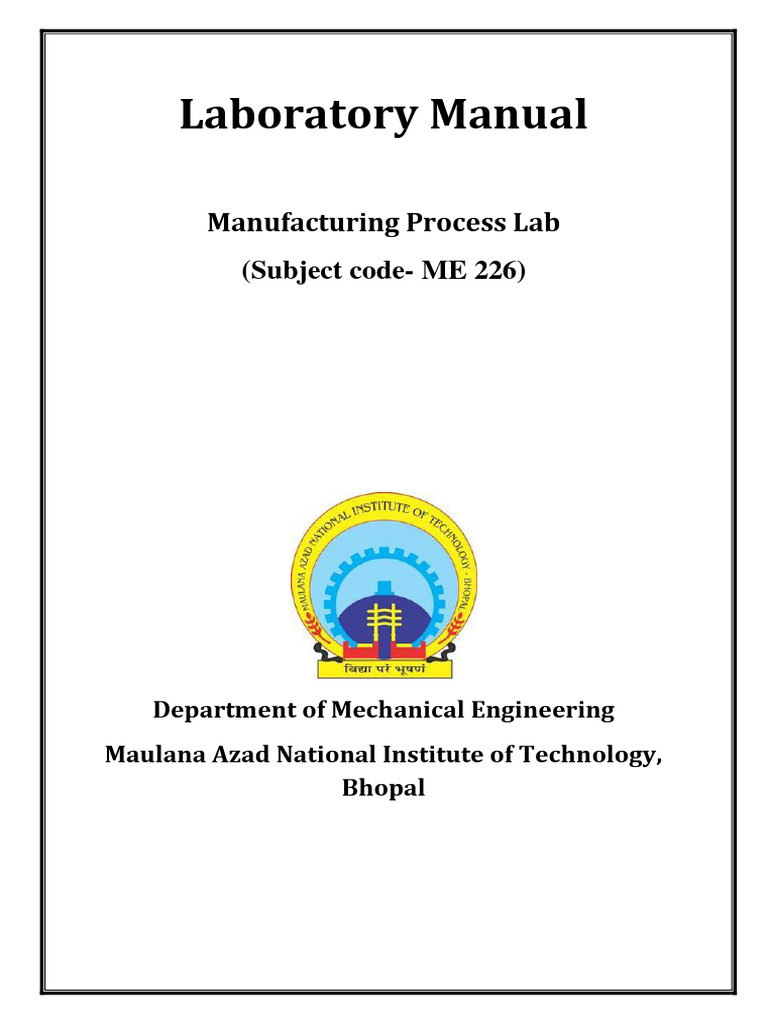 Experiment 1 and 2 Manufacturing Technique 1 Lab Manual English (1 ...