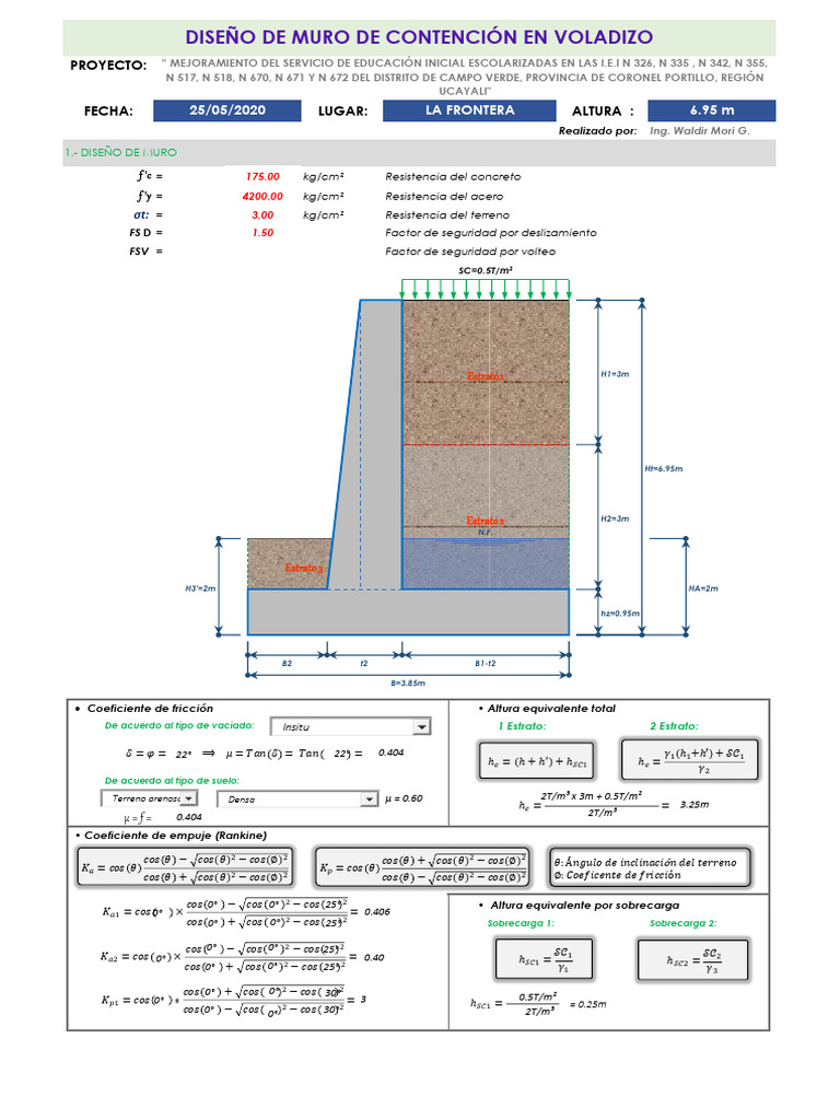 DISEnO_DE_MURO_DE_CONTENCIoN_EN_VOLADIZO (1) | PDF | Ingeniería estructural | Ingeniero civil