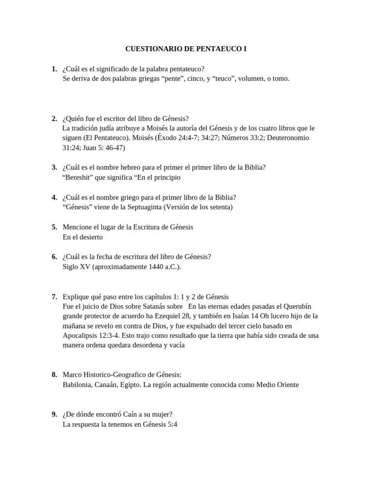 Cuestionario Enero2022 | PDF | Libro del Génesis | Leah
