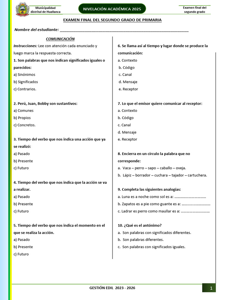 Segundo - Primaria | PDF