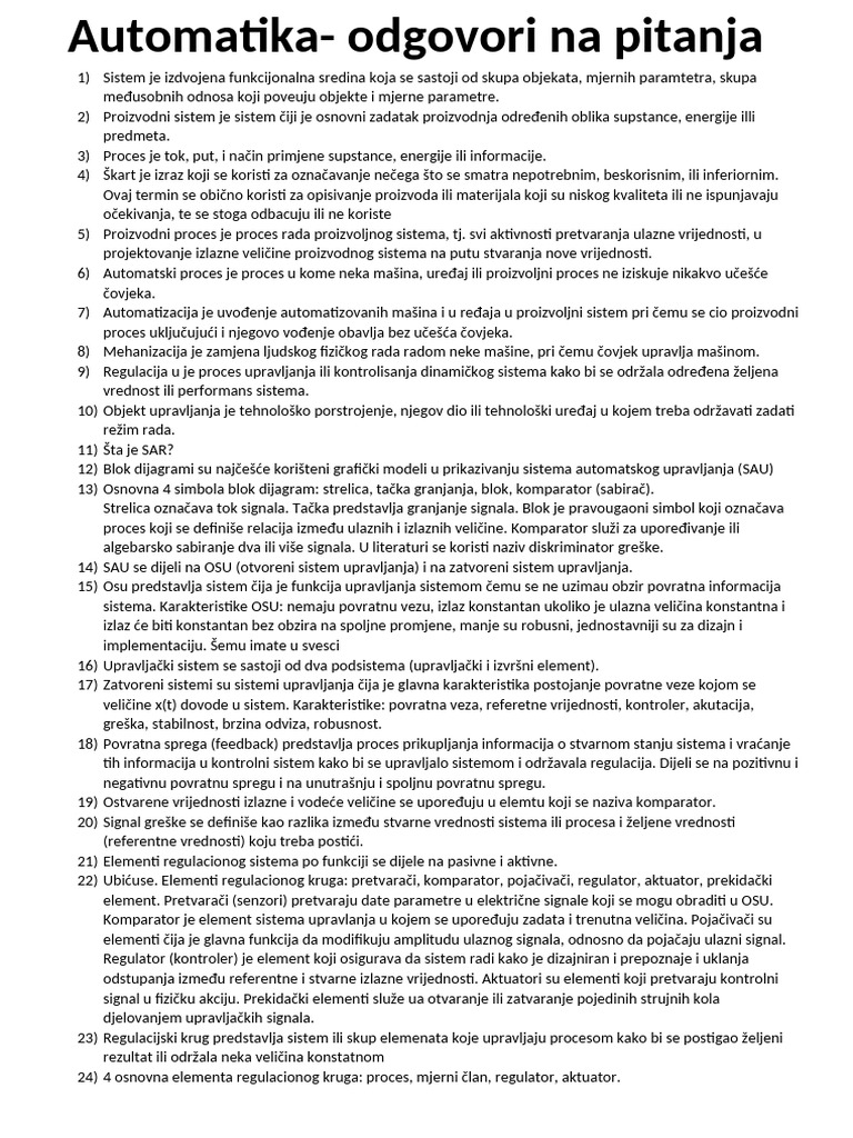 automatika-odgovori | PDF