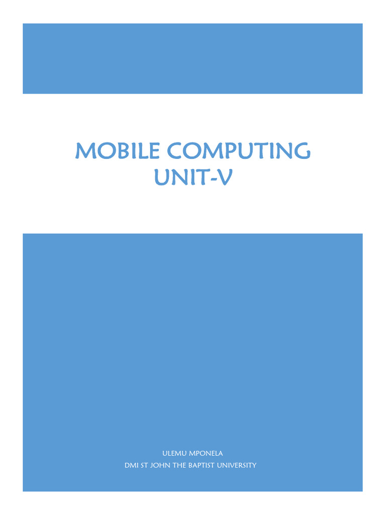 Mobile Computing Unit-5 | PDF | Android (Operating System) | Operating System